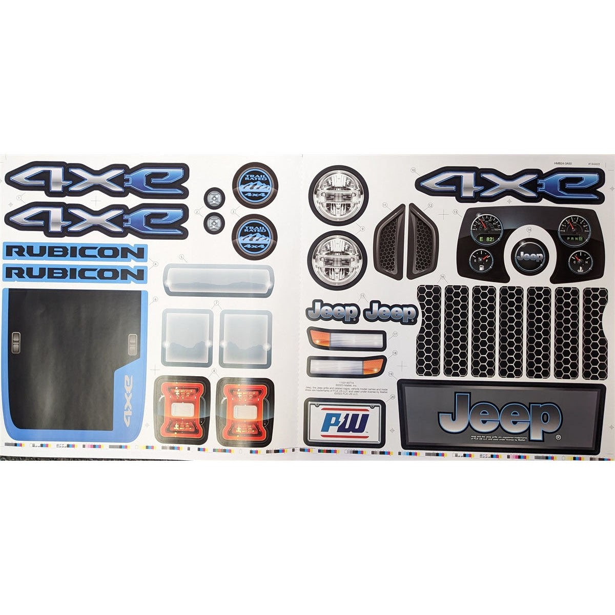 Jeep Wrangler Rubicon JL Blue Stickers